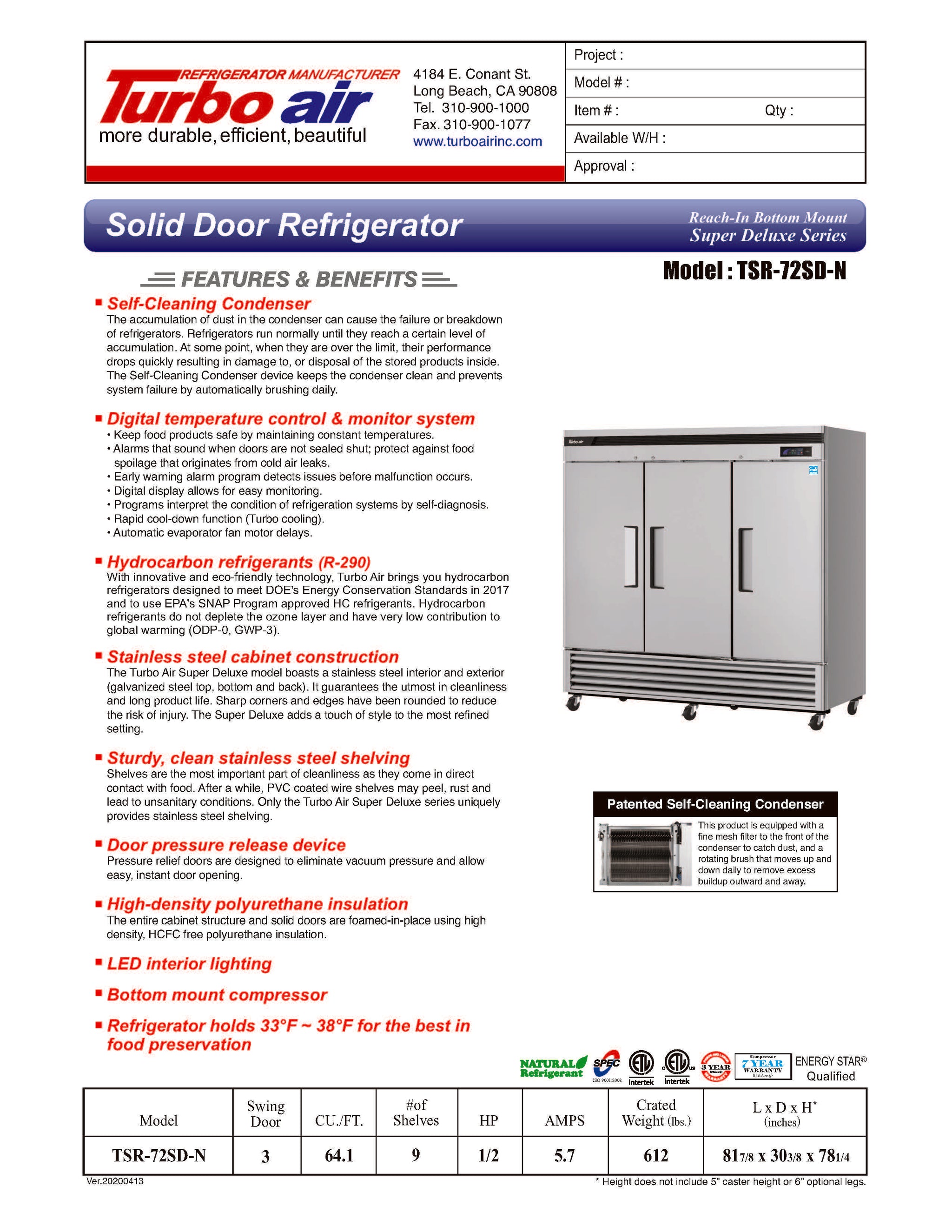 Turbo Air Commercial Refrigeration SD Series – A. Caplan Company